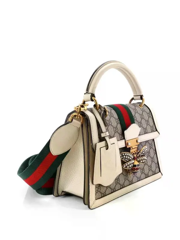 Gucci Queen Margaret Top Handle Gg Coated Canvas Satchel - Brown