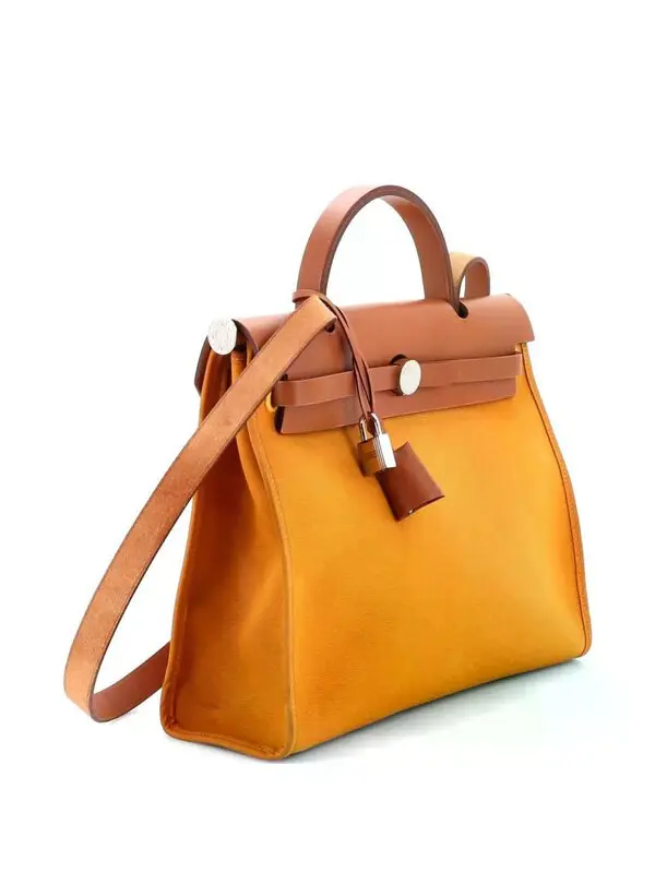 Hermès Herbag Zip Leather And Toile 31 Shoulder Bag