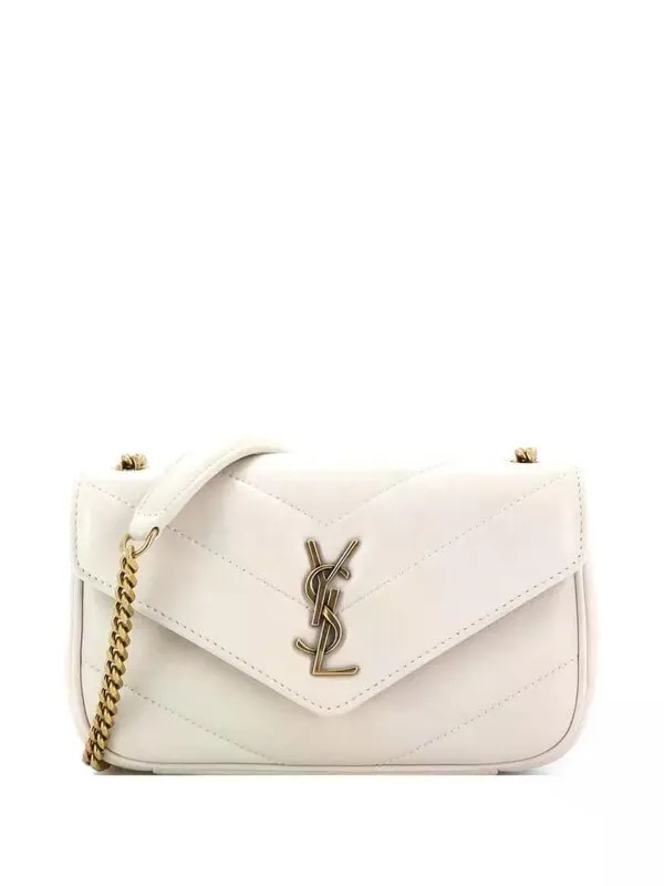 Saint Laurent Loulou Nm Matelasse Chevron Leather Mini Shoulder Bag - White