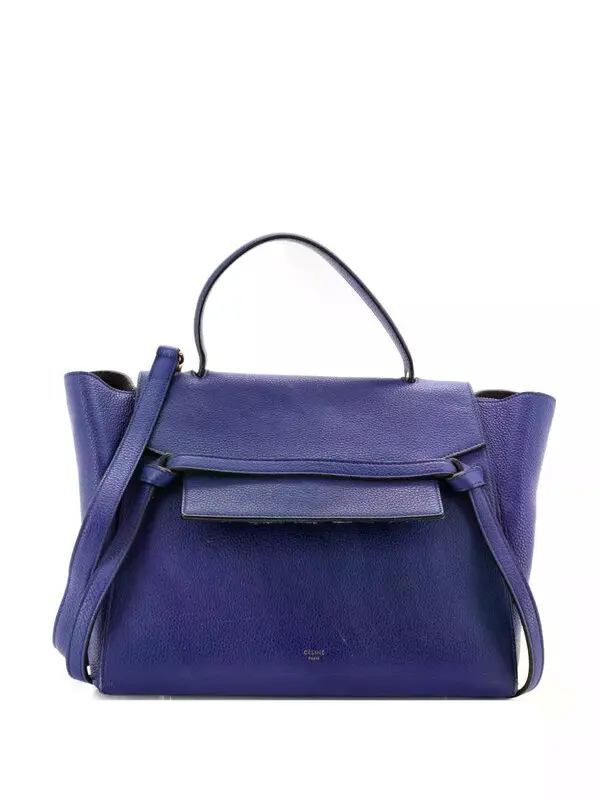 Celine Belt Bag Textured Leather Mini Shoulder Bag - Blue