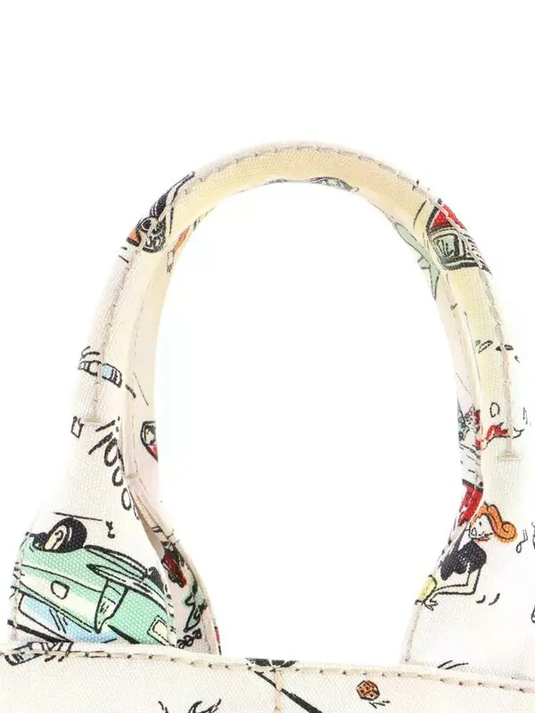 Prada Canapa Convertible Printed Canvas Medium Tote Bag
