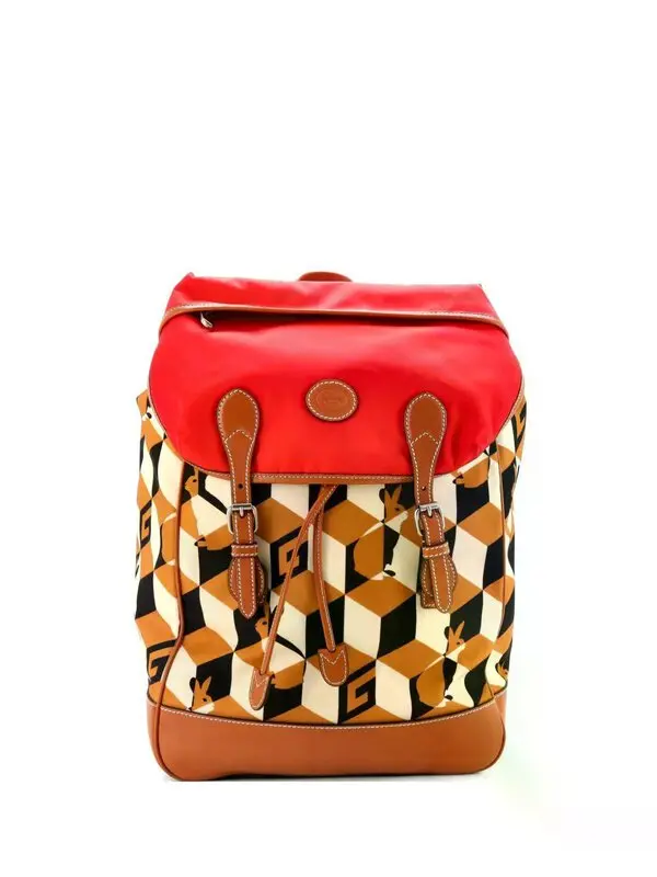 Gucci Interlocking G Patch Flap Buckle Printed Backpack - Neutrals