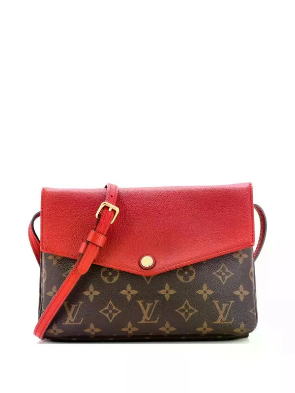 LOUIS VUITTON Twice Handbag Monogram Canvas And Leather Crossbody Bag - Brown