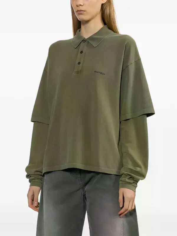 HALFBOY Logo-embroidered Long Sleeve Polo Top