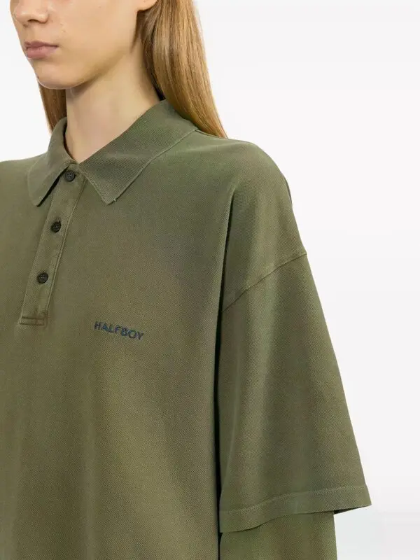 HALFBOY Logo-embroidered Long Sleeve Polo Top
