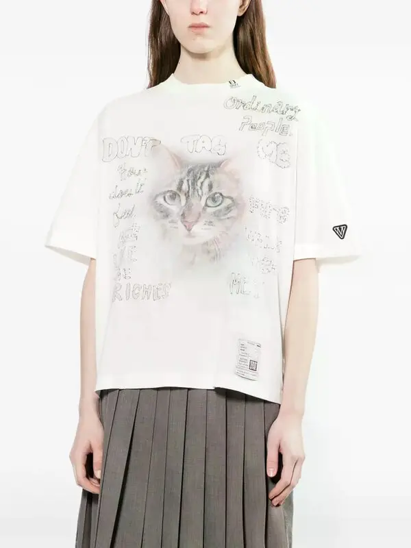 Mihara Yasuhiro Cat-print T-shirt