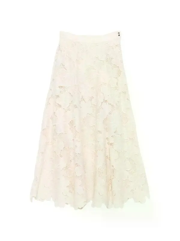 Sandro Floral Embroidered A-line Midi Skirt