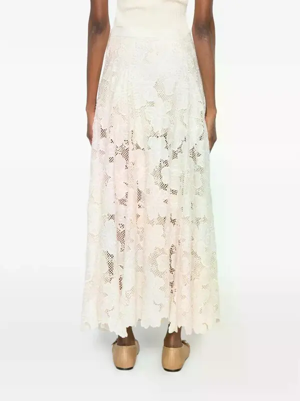 Sandro Floral Embroidered A-line Midi Skirt