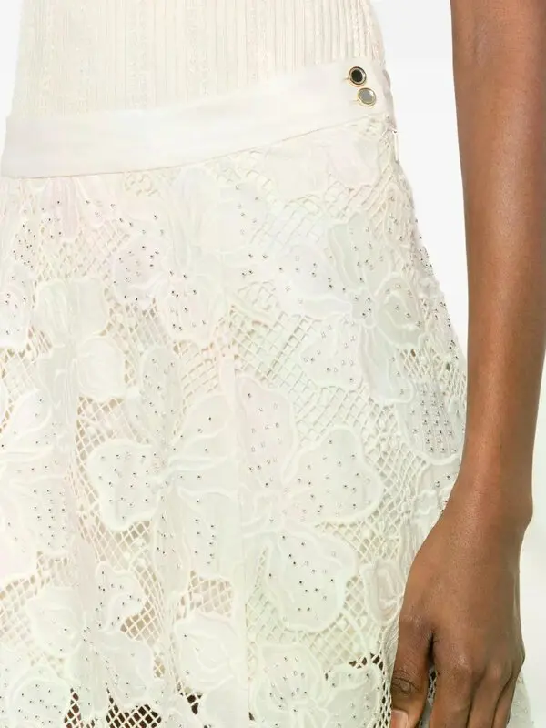 Sandro Floral Embroidered A-line Midi Skirt