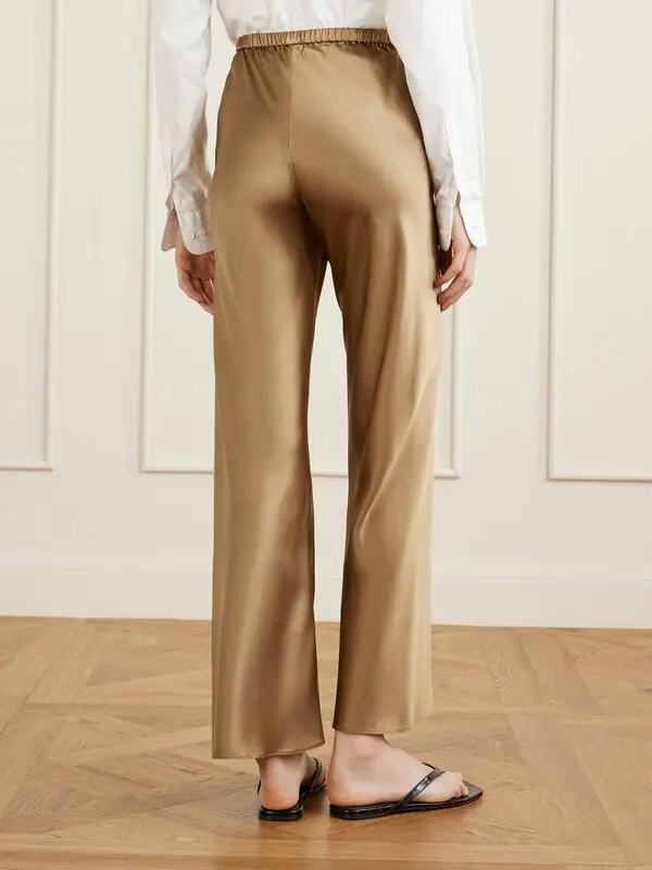 Comme Si Silk Straight-leg Pants - Brown