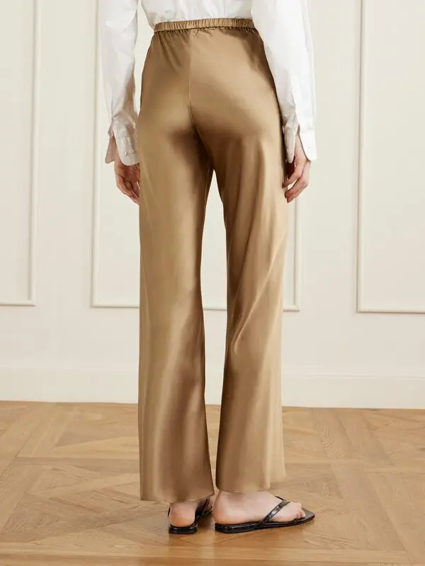 Comme Si Silk Charmeuse Straight-leg Pants - Brown