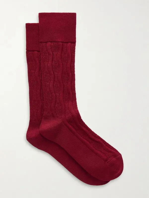 Dries Van Noten Jacquard-knit Cotton-blend Socks - Burgundy