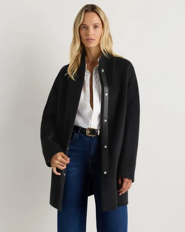 Quince 100% Mongolian Cashmere Double-faced Cocoon Coat With Shawl Collar