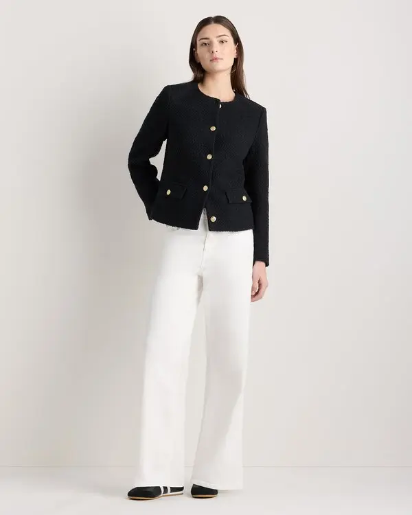 Quince Tweed Collarless Jacket - True Black