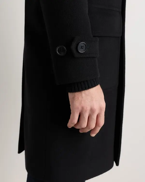 Quince Wool Cashmere Double-breasted Officer Topcoat - Black