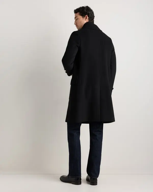 Quince Wool Cashmere Double-breasted Officer Topcoat - Black