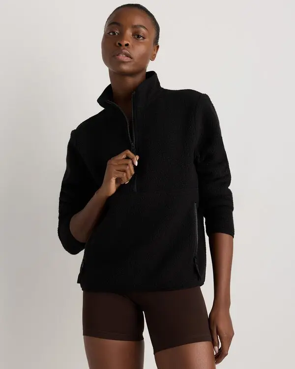 Quince Sherpa Half-zip Jacket - Black