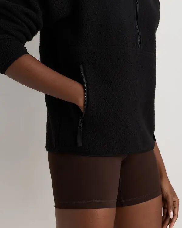 Quince Sherpa Half-zip Jacket - Black