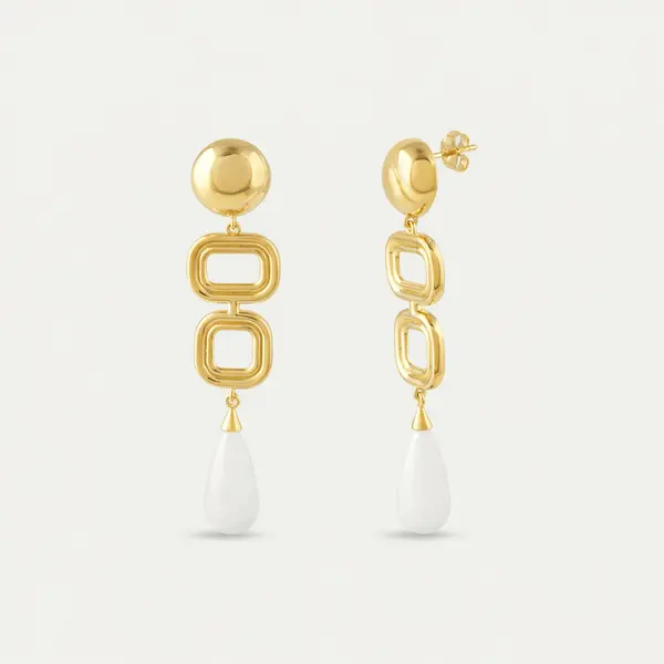 SOPHIE BLAKE Marcela White Agate Drop Earrings - Gold