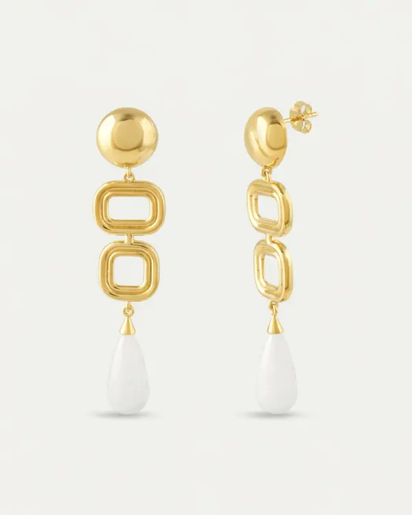 SOPHIE BLAKE Marcela White Agate Drop Earrings - Gold