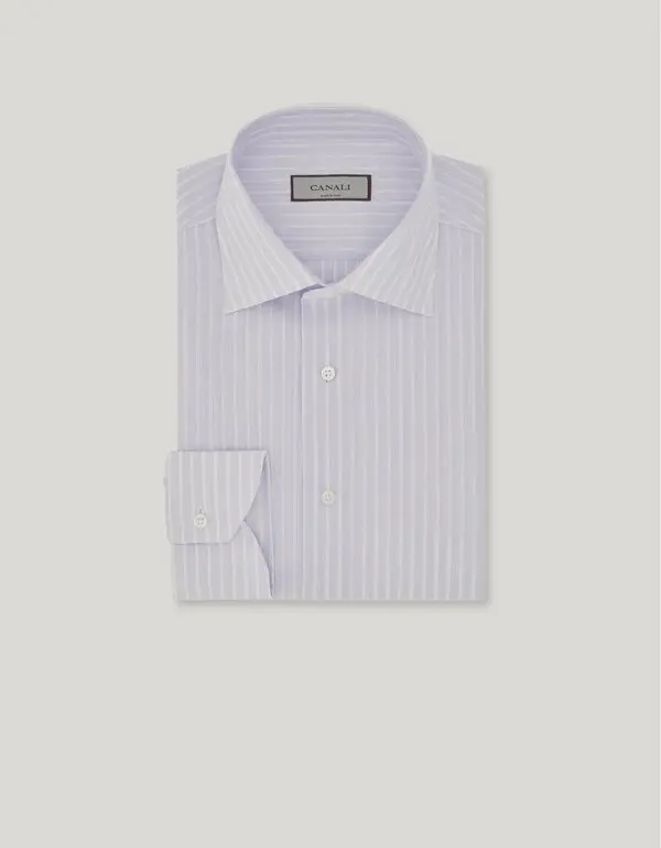 Canali And White Striped Cotton And Linen Regular-fit Shirt - Light Blue