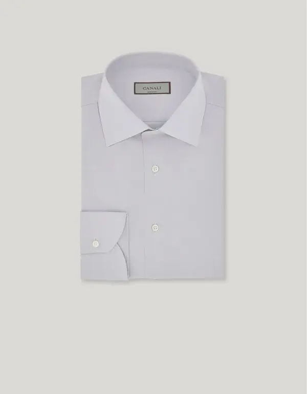 Canali Nuvola Gray Cotton Regular-fit Micro-check Shirt - Grey
