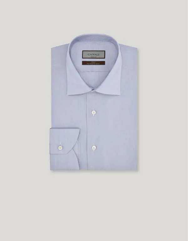 Canali Regular Fit Shirt In Light End-on-end Cotton - Blue
