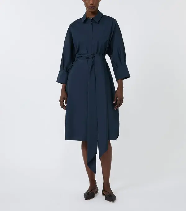 Max Mara Cotton Belted Midi Shirt Dress