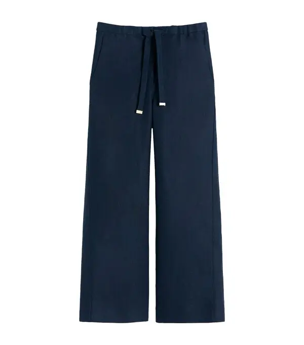 Max Mara Linen Drawstring Trousers - Blue