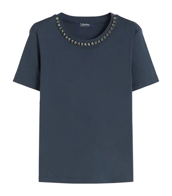 Max Mara Embellished Jersey T-shirt - Blue