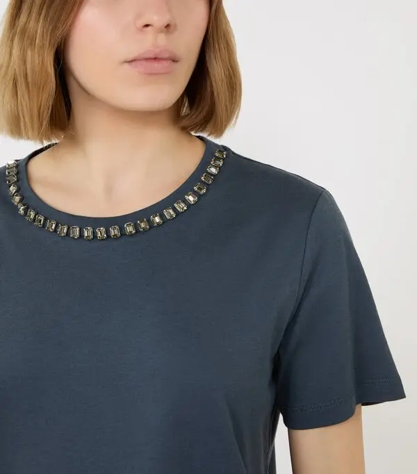 Max Mara Embellished Jersey T-shirt - Blue