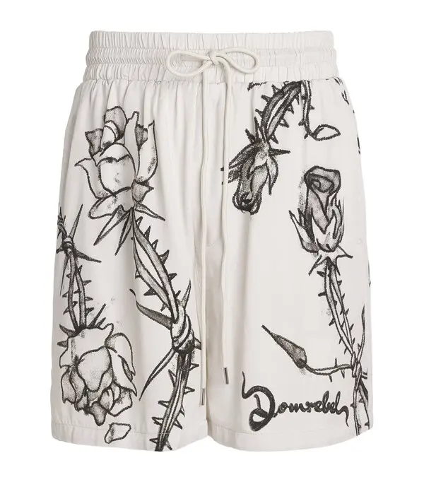 DOMREBEL Inked Rose Basketball Shorts - Beige