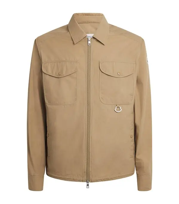 Moncler Cotton Poplin Zip-up Shirt - Beige