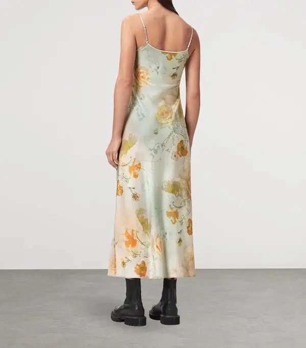 ALLSAINTS Bryony Floral Midi Slip Dress - Pink