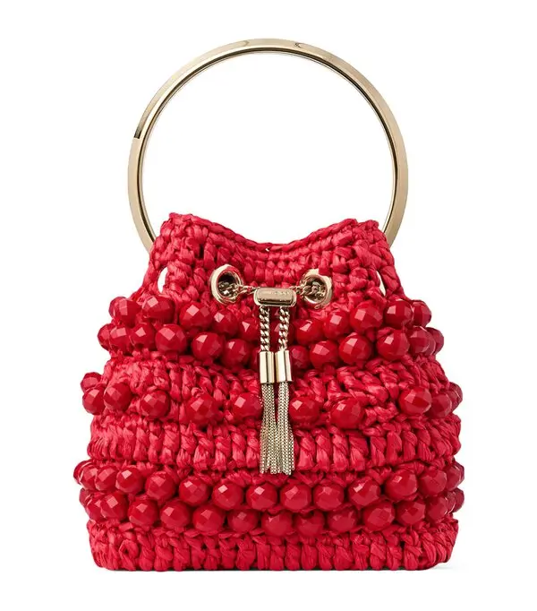 JIMMY CHOO Bon Bon Raffia Top-handle Bag