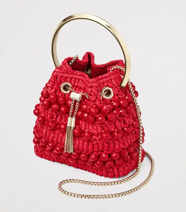 JIMMY CHOO Bon Bon Raffia Top-handle Bag