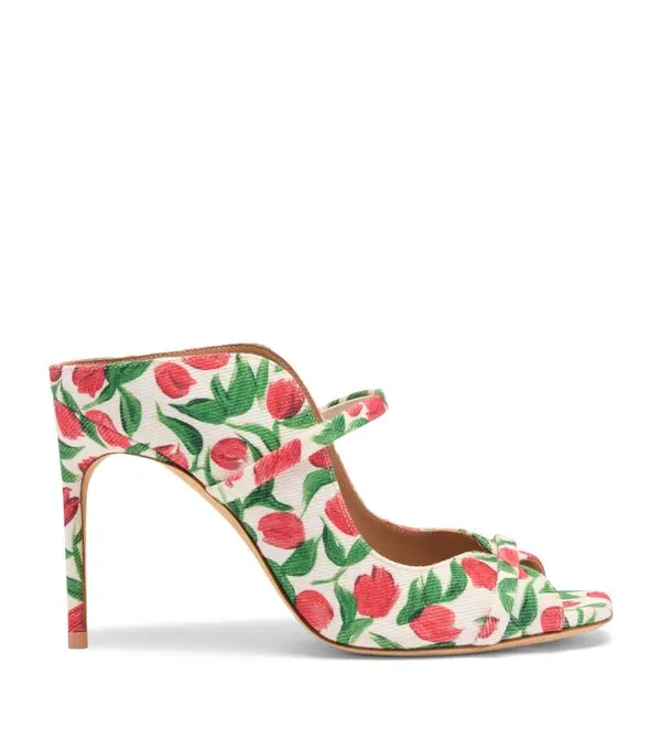 MALONE SOULIERS Canvas Floral Print Noah Heeled Sandals - Red