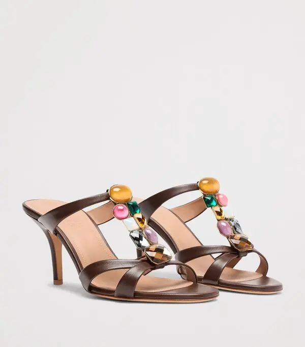 MALONE SOULIERS Leather Jewel-embellished Simi Heeled Sandals