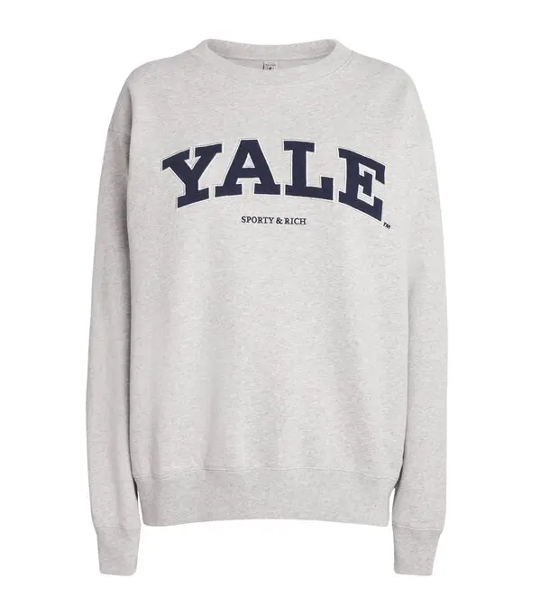SPORTY & RICH X Yale Cotton Crew-neck Sweatshirt - Grey