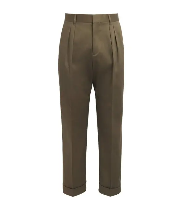 Paul Smith Cotton-blend Pleated Wide-leg Trousers - Grey