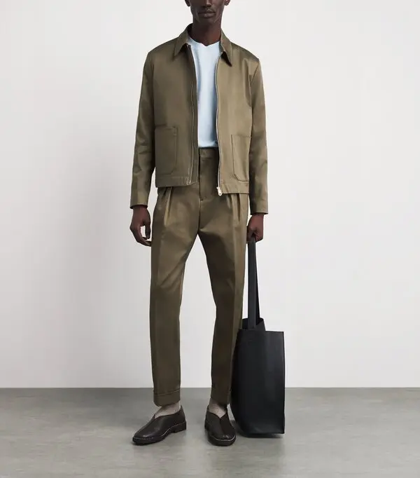 Paul Smith Cotton-blend Pleated Wide-leg Trousers - Grey