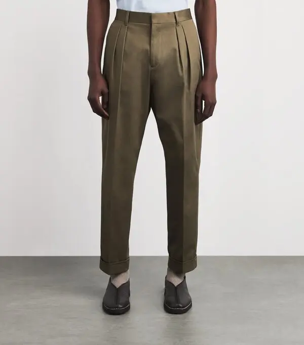 Paul Smith Cotton-blend Pleated Wide-leg Trousers - Grey