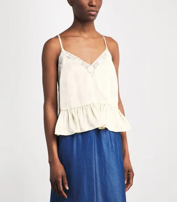 Sandro Lace-trim Ruffled Top - Yellow