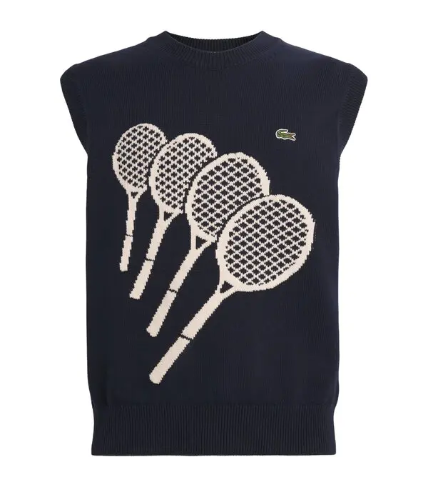 Lacoste Cotton Racket Jacquard Vest - Navy