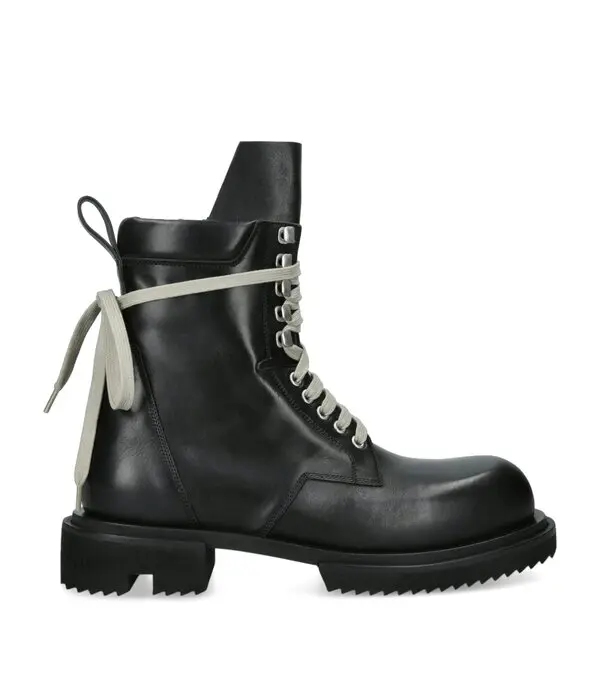 Rick Owens Leather Army Gabe Boots - Black