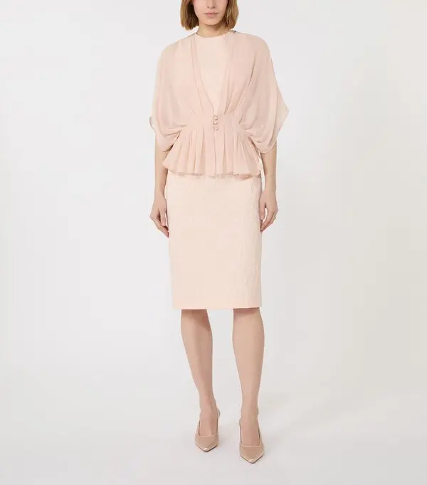 Max Mara Silk Plunge Neck Cape - Beige