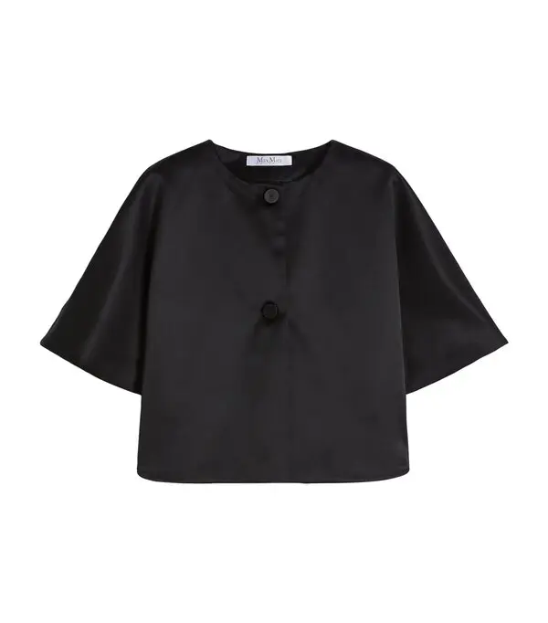 Max Mara Satin Cape-style Top - Black