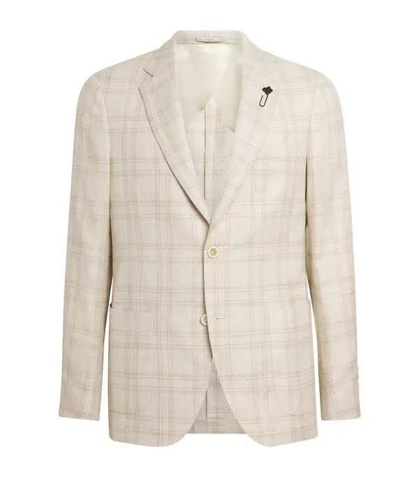 LARDINI Wool Check Blazer - Ivory