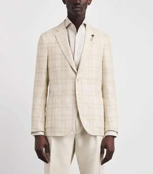 LARDINI Wool Check Blazer - Ivory