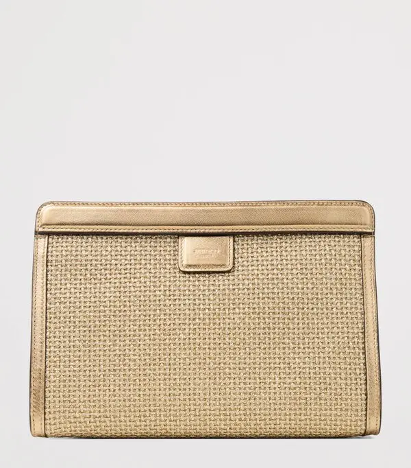 JIMMY CHOO Raffia Avenue Pouch - Gold